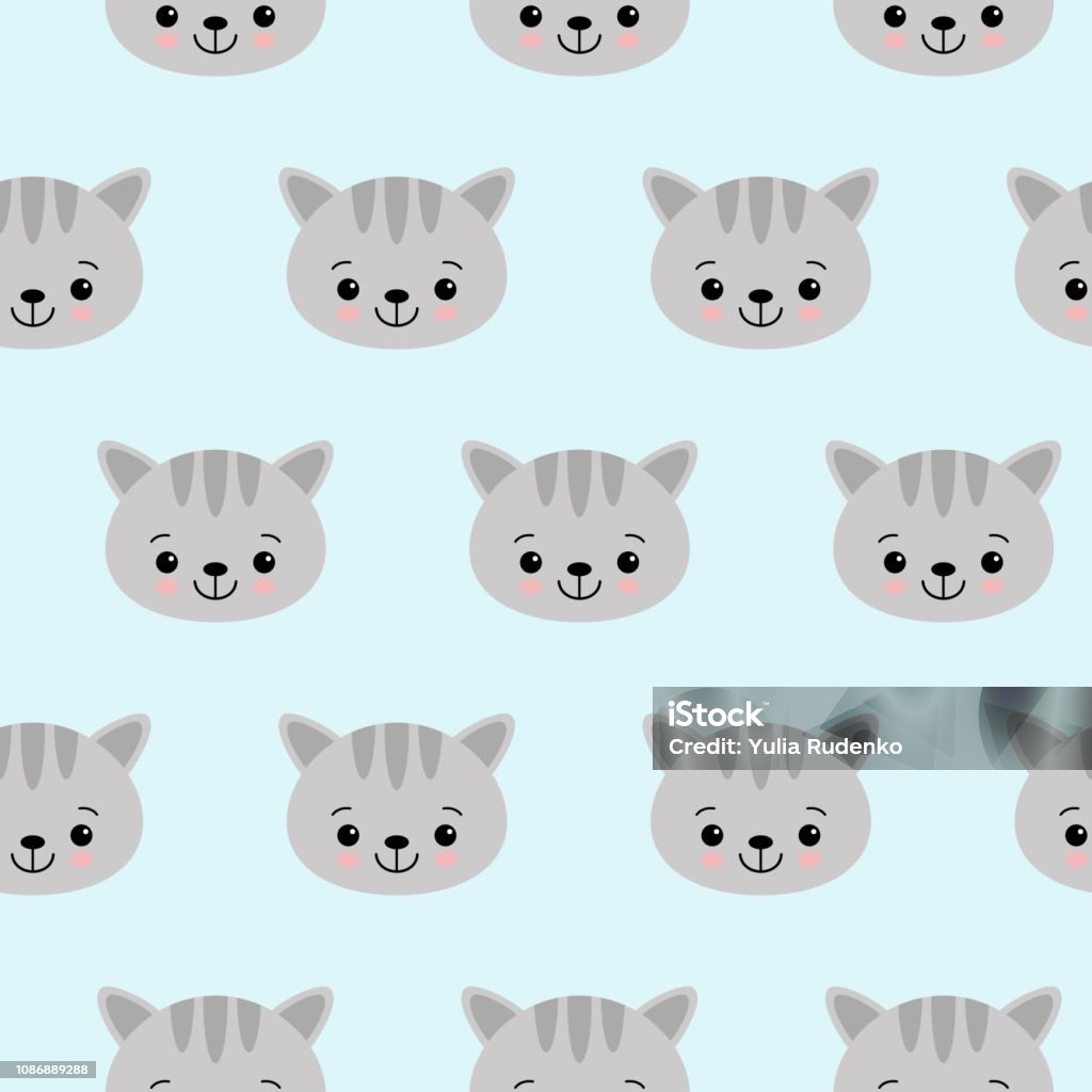 Ilustración de Patrón De Vector De Gato Con Cara De Gato De Dibujos ... Ilustración de Patrón De Vector De Gato Con Cara De Gato De Dibujos ...