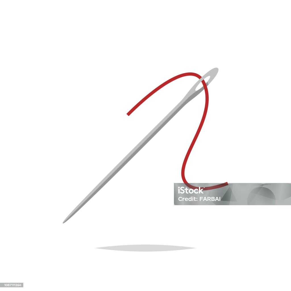 Sewing Needle With Thread Vector Isolated Stock Illustration Download