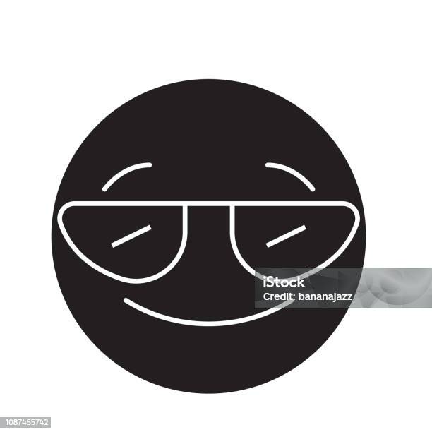 Le Sourire Demoji Avec Icône De Concept De Vecteur Noir Lunettes De