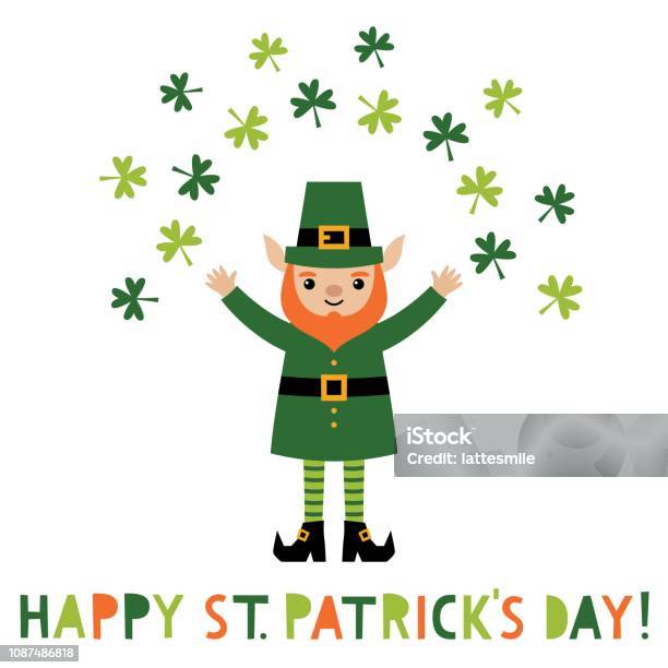 Kartu Ucapan Vektor Hari St Patrick Dengan Leprechaun Bahagia Ilustrasi ... Kartu Ucapan Vektor Hari St Patrick Dengan Leprechaun Bahagia Ilustrasi ...