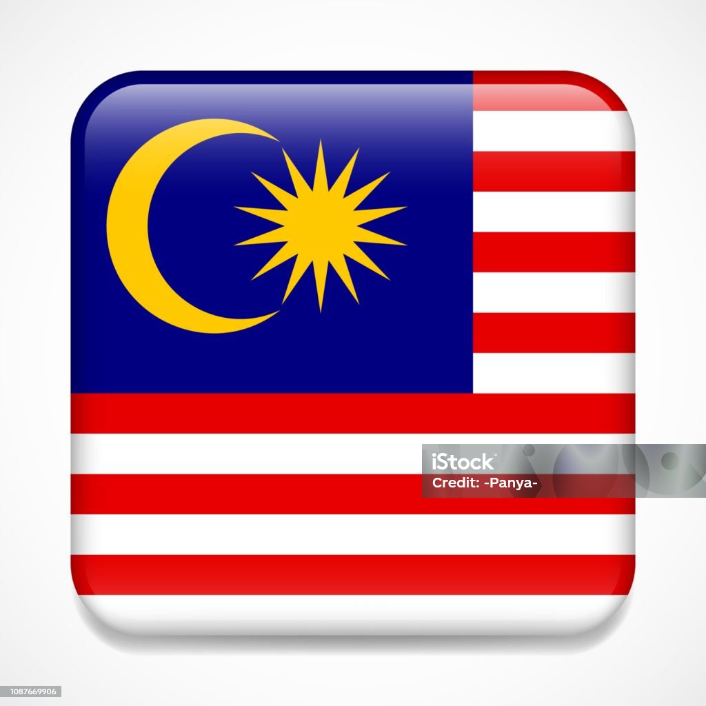 Flag Of Malaysia Square Glossy Badge Stock Illustration Download