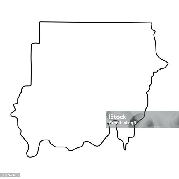 Carte Du Soudan Décrire Silhouette Dillustration Vectorielle De Soudan
