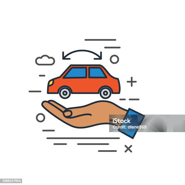 Fine Ligne Icône Ride Partage Concept Vecteurs Libres De Droits Et Plus