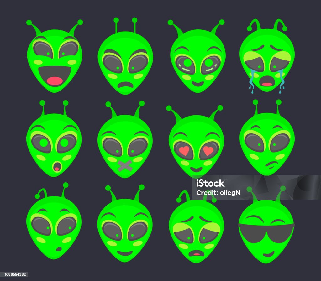 Ilustración de Cabeza De Alien Cara De Alien Emoji Conjunto De ... Ilustración de Cabeza De Alien Cara De Alien Emoji Conjunto De ...