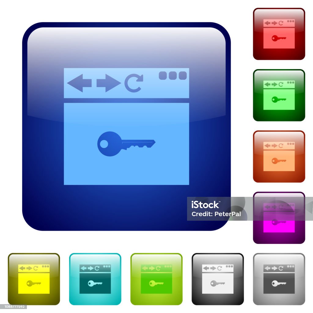 Browser Encrypt Color Square Buttons Stock Illustration Download