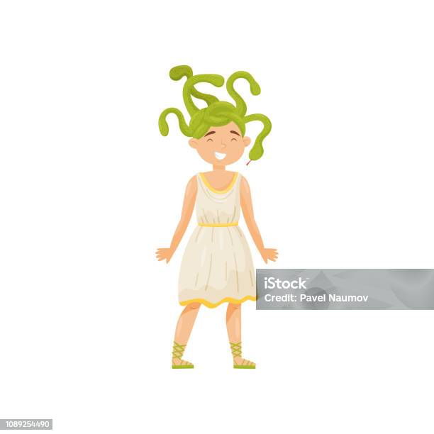 Medusa Gorgon Makhluk Mitos Unsur Ilustrasi Vektor Mitologi Yunani Pada
