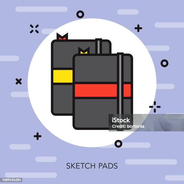 Carnets De Croquis Design Graphique Fine Ligne Icône Vecteurs Libres De