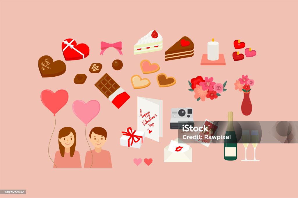 Vetores De Ilustrações De Itens Do Dia Dos Namorados E Mais Imagens De