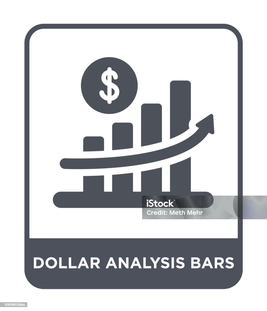 Dollar Analysis Bars Icon Vector On White Background Dollar Analysis Bars Trendy Filled Icons