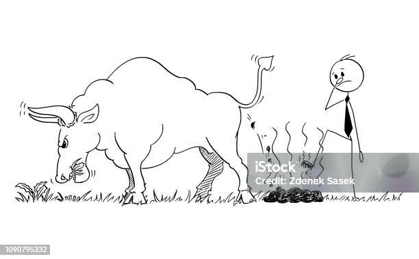 Caricature De Lhomme Daffaires Qui Marcher Sur Fumier Ou Dexcréments De
