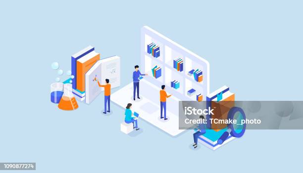 Pendidikan Online Vektor Datar Isometrik Dan Konsep Elearning Ilustrasi