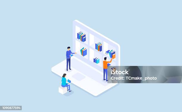 Pendidikan Online Vektor Datar Isometrik Dan Konsep Elearning Ilustrasi