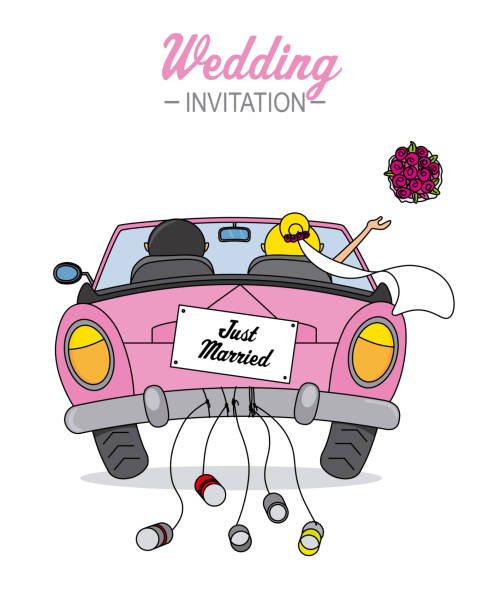 760 Just Married Car Stock Illustrations Royalty Free Vector Graphics