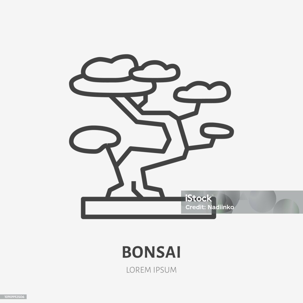 Bonsaiflache Liniesymbol Vektor Dünne Zeichen Der Hausanlage Botanische ... Bonsaiflache Liniesymbol Vektor Dünne Zeichen Der Hausanlage Botanische ...