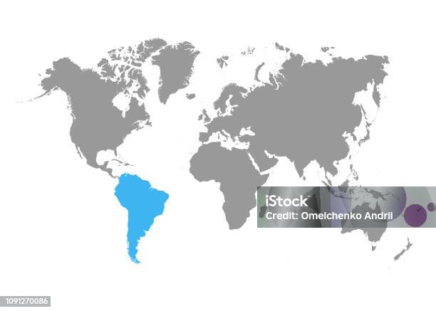 La Carte De Lamérique Du Sud Est Surlignée En Bleu Sur La Carte Du