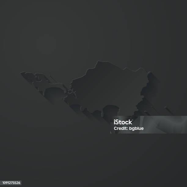 Carte De Sint Maarten Avec Papier Coupe Effet Sur Fond Noir Vecteurs