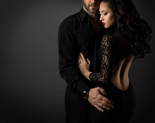 420 Couple Man Woman Suit And Gown Dress Fashion Beauty Portrait Stock