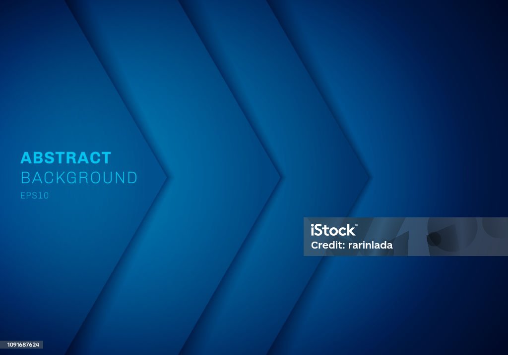 Abstract 3d Blue Triangle With Overlap Paper Layer Gradient Color With Copy Space Background