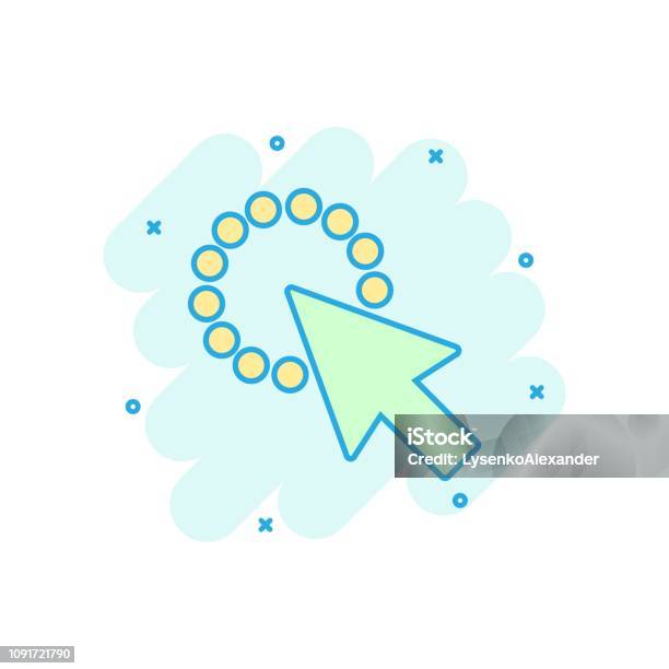 Computer Mouse Cursor Icon In Comic Style Arrow Cursor Vector Cartoon Illustration Pictogram
