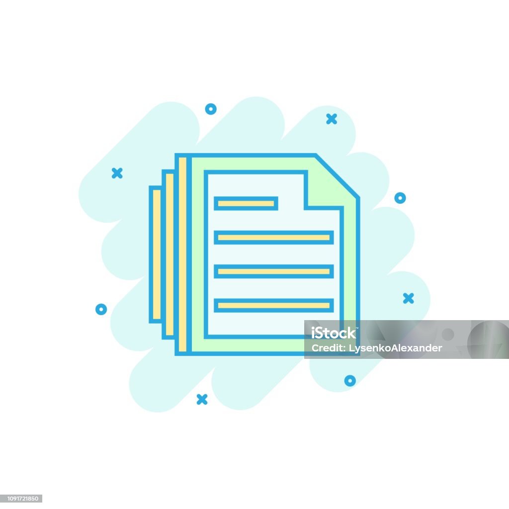 Icône De Document Note Dans Le Style Comique Papier Feuille Vector
