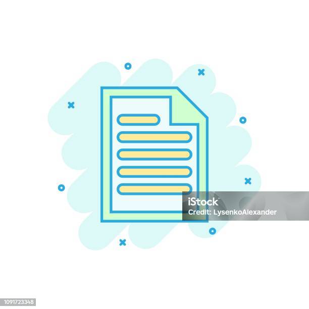 Icône De Document Note Dans Le Style Comique Papier Feuille Vector