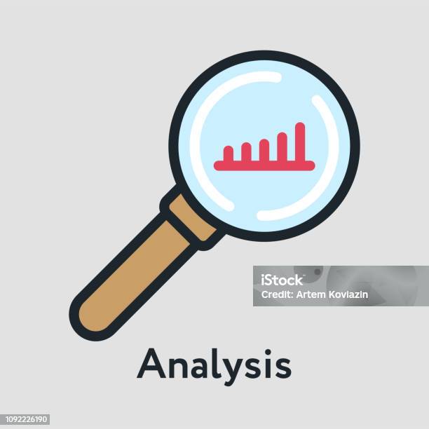 Business Analysis Loupe Graphique Couleur Minime Ligne Plate Avc Icône