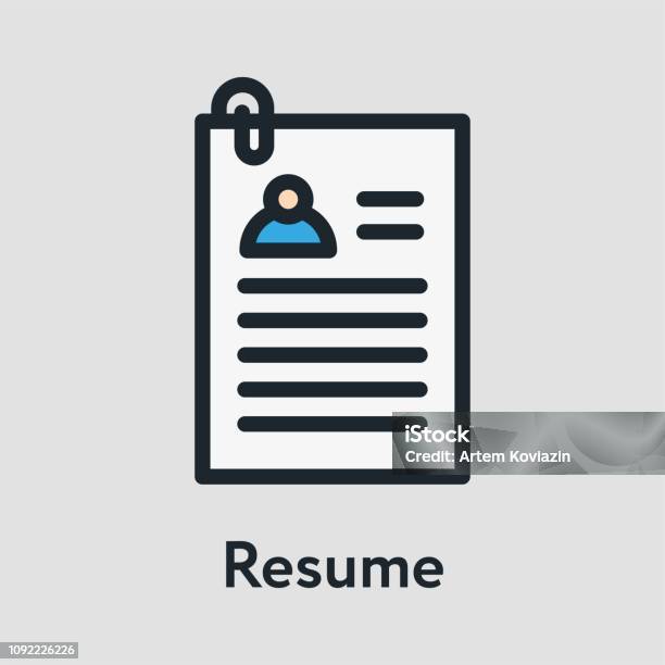 Cv Papier Blanc Couleur Minime Ligne Plate Avc Icône Pictogramme