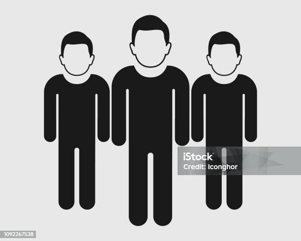 Travail Déquipe Icône Permanent Des Symboles Masculins Sur Fond Gris