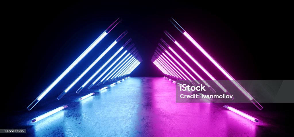 Segitiga Bercahaya Neon Berbentuk Sci Fi Futuristik Modern Elegan