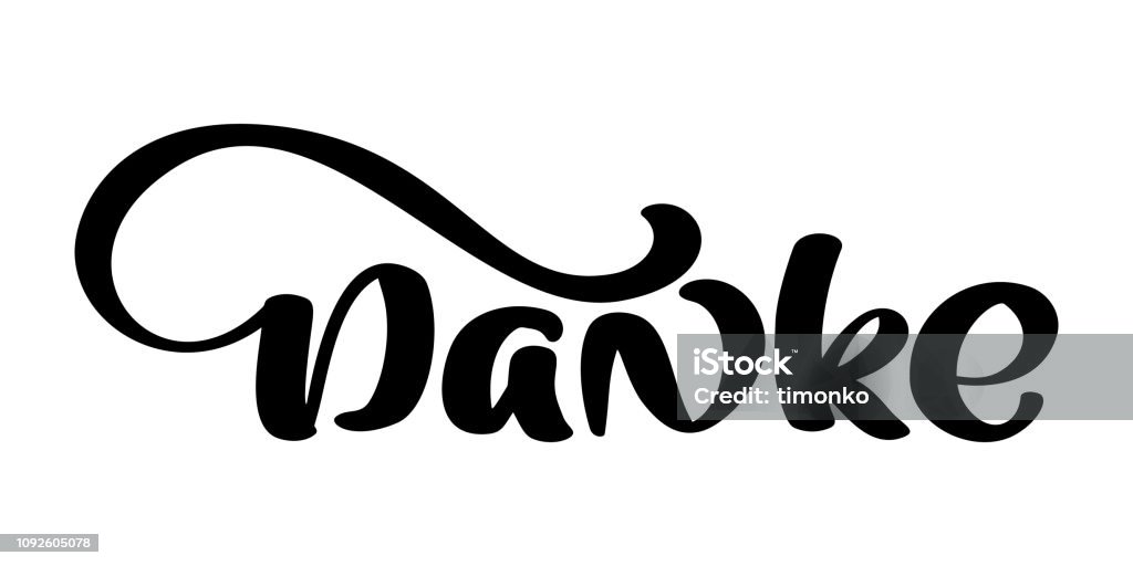 Ilustración De Vector Dibujado A Mano Letras Danke Caligrafía