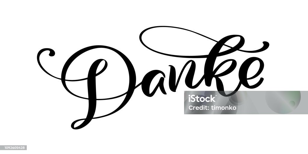 Ilustración De Vector Dibujado A Mano Letras Danke Caligrafía