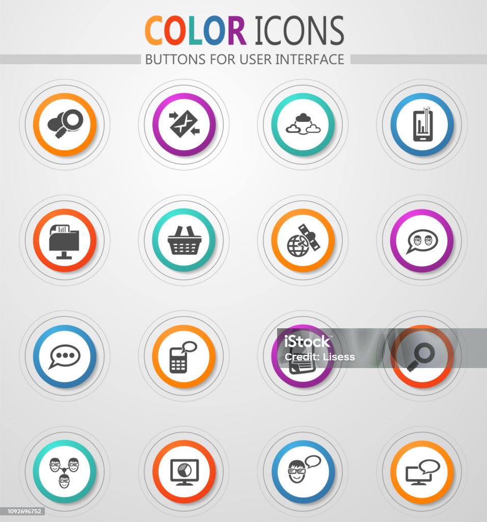 Data Analytic And Social Network Icons Set Stock Illustration