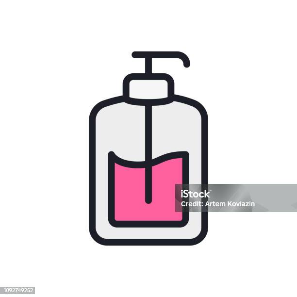 Lotion Savon Liquide Flacon Couleur Minime Ligne Plate Avc Icône