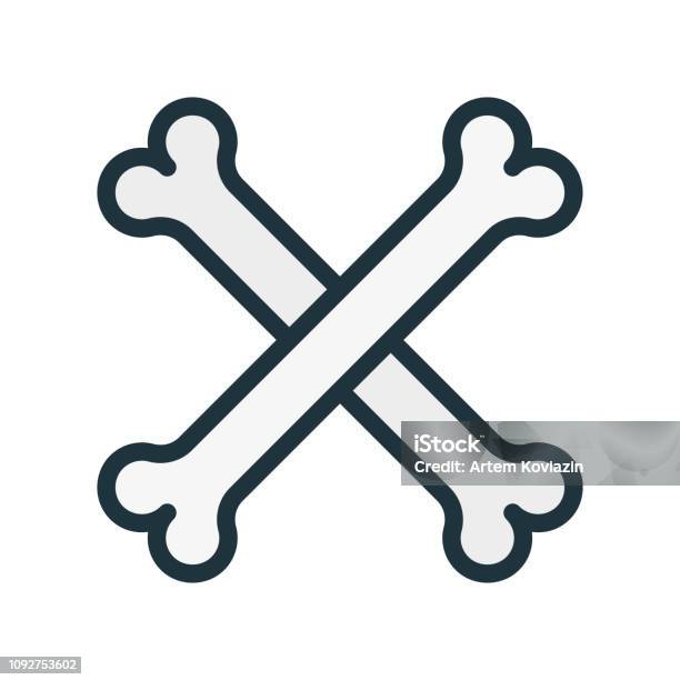 Cross Bones Pirate Couleur Minime Ligne Plate Avc Icône Pictogramme