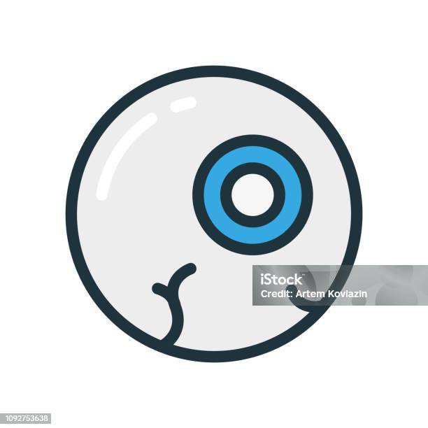 Œil Humain Halloween Couleur Minime Ligne Plate Avc Icône Pictogramme