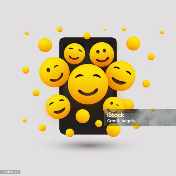 Emoticons On Mobile Device Screen Concept Stock Illustration Download