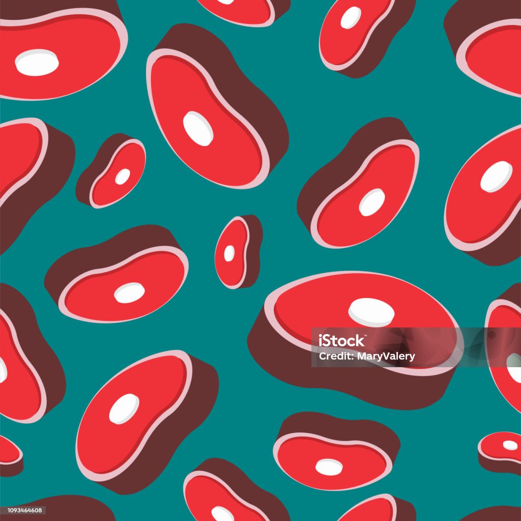 Slice Meat Pattern Seamless Pork On Bone Background Piece Of Beef