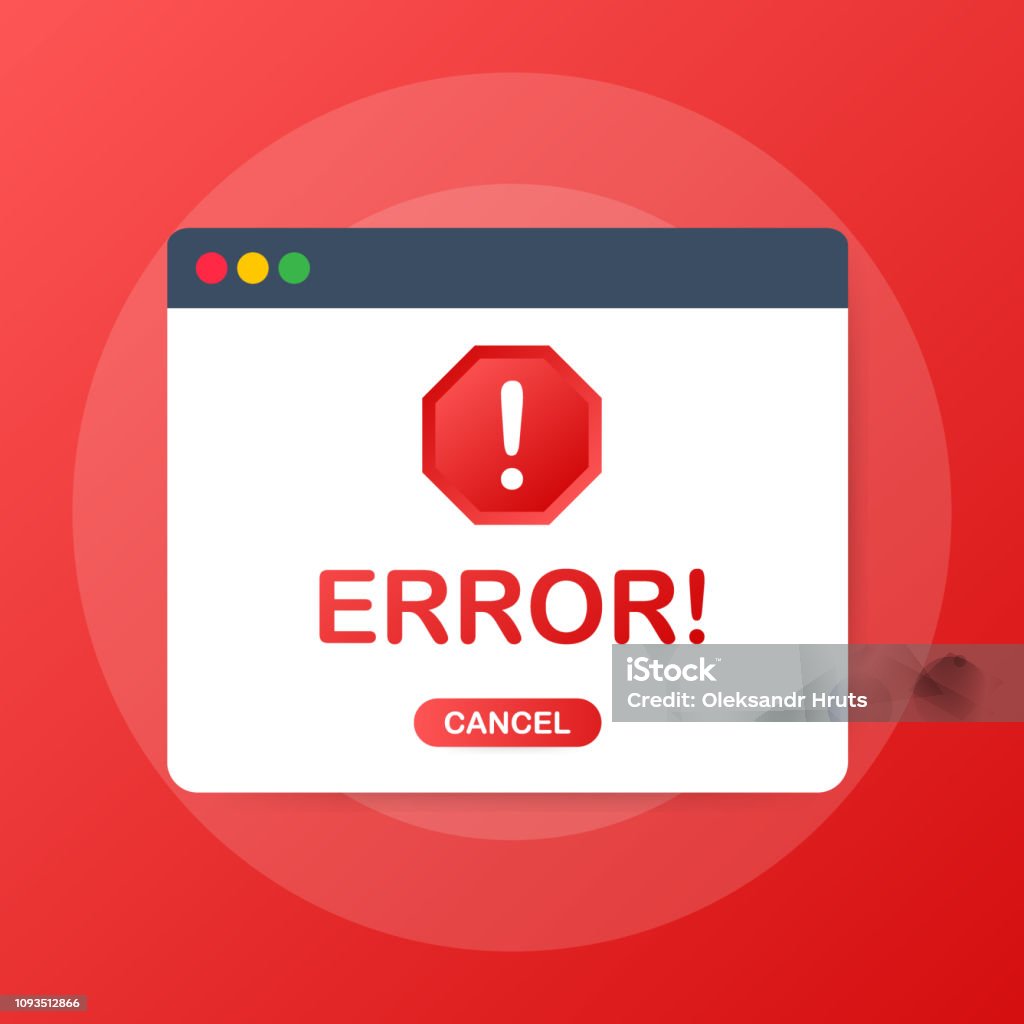 Window Operating System Error Warning Vector Illustration Stock