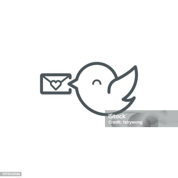 Oiseau Avec Icône De Lettre Damour Vecteurs Libres De Droits Et Plus D