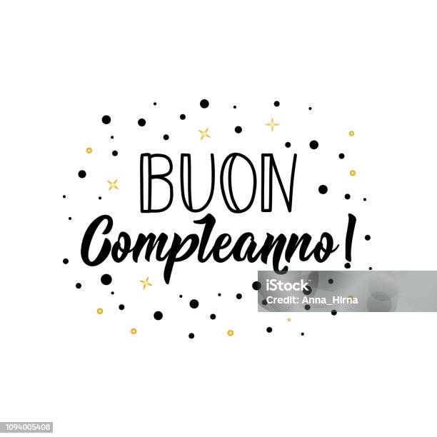 Joyeux Anniversaire En Italien Illustration Dencre Avec Lettrage