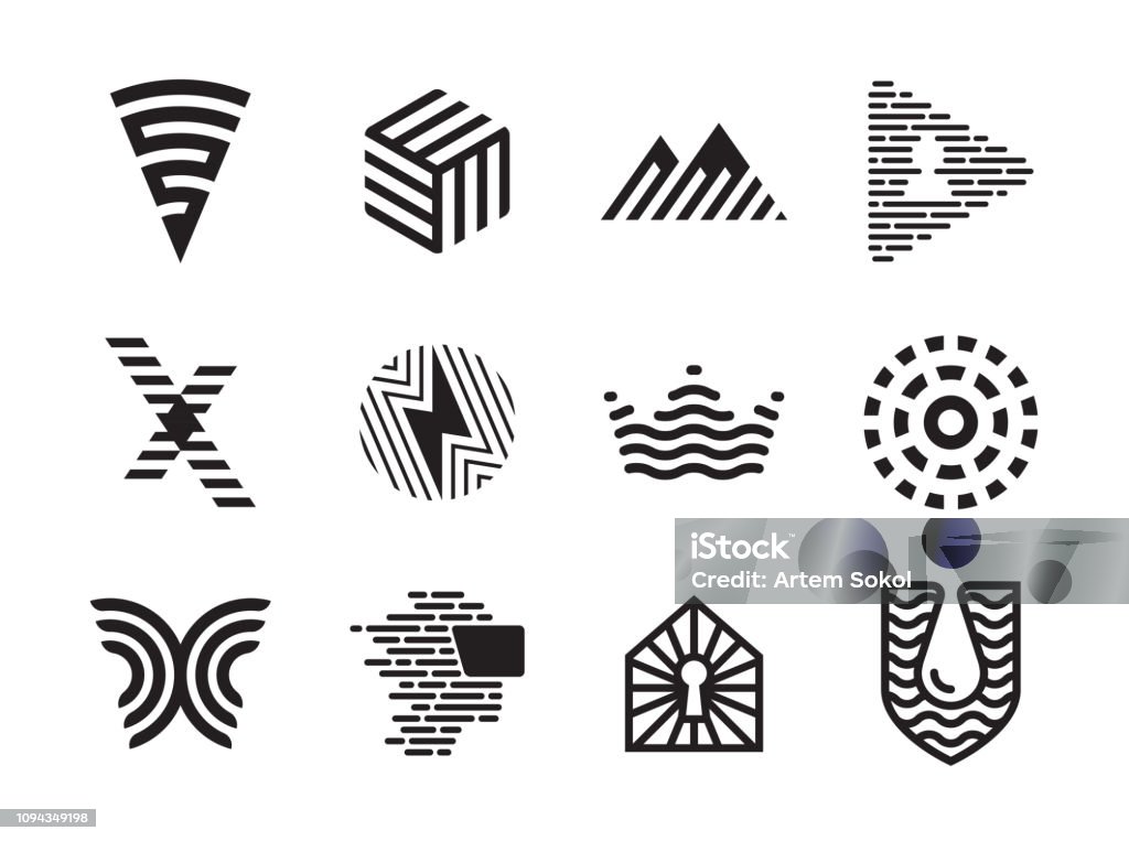 Vektorgestreiften Logo Vorlagensatzes Stock Vektor Art Und Mehr Bilder