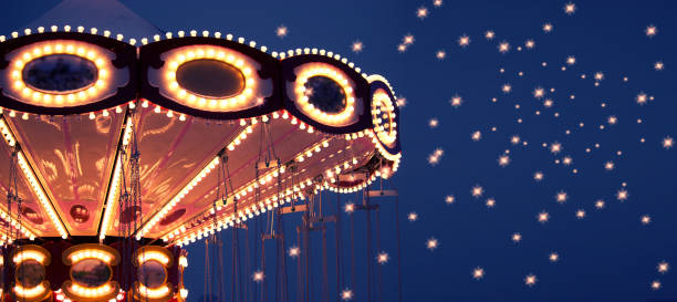 Free Stock Photo of Carousel Spinning Under Starry Night Sky | Download ...
