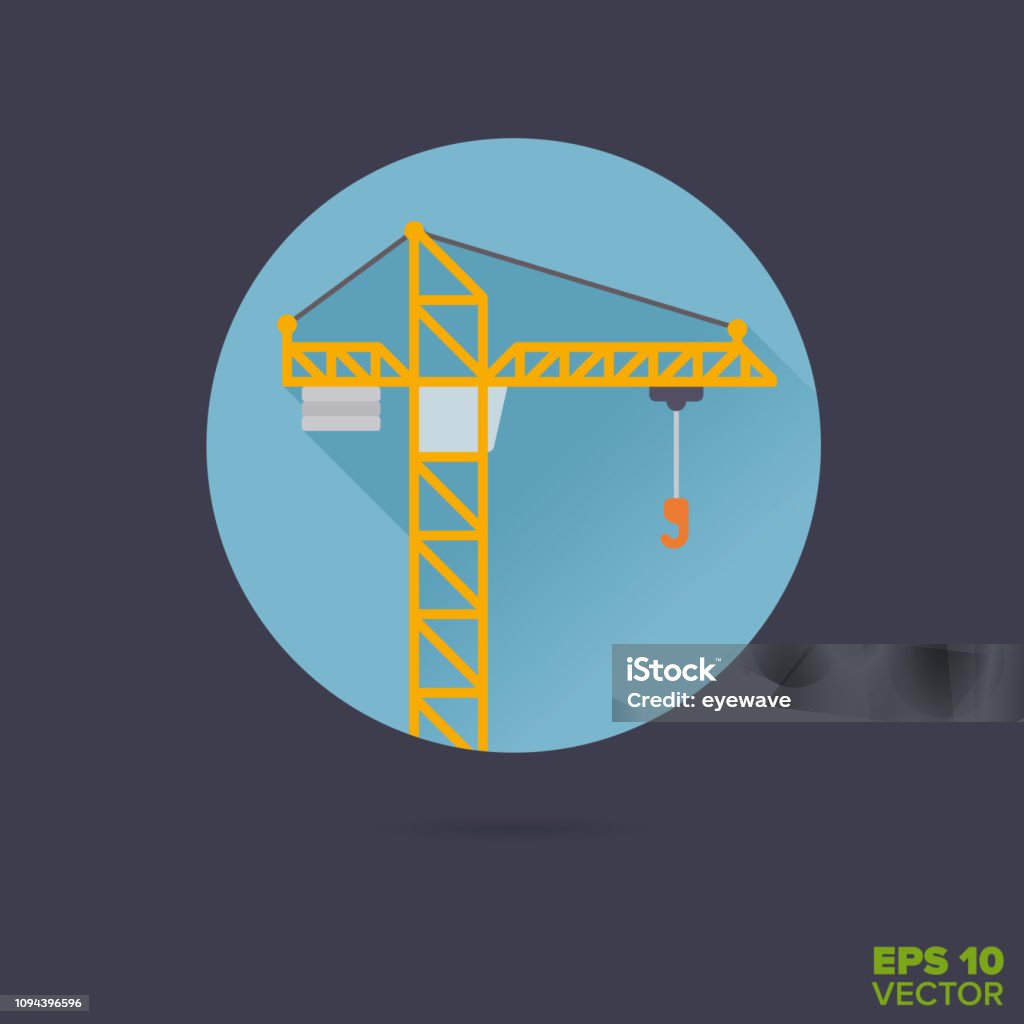Construction Crane Flat Design Vector Icon Stock Illustration