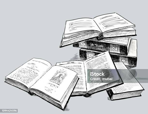 Sketches Of The Old Printed Books Stock Illustration Download Image