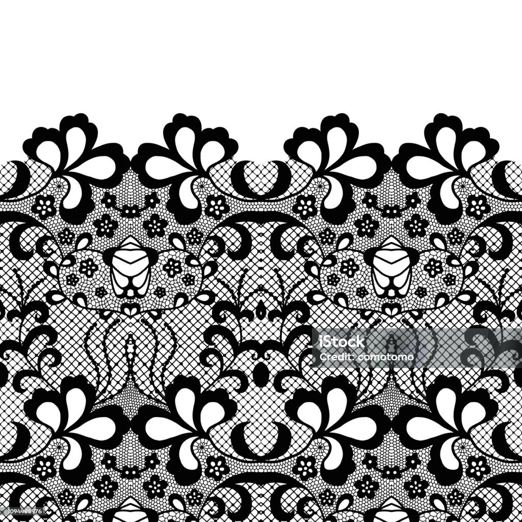 Seamless Vintage Black Lace Border Invitation Card Stock Illustration