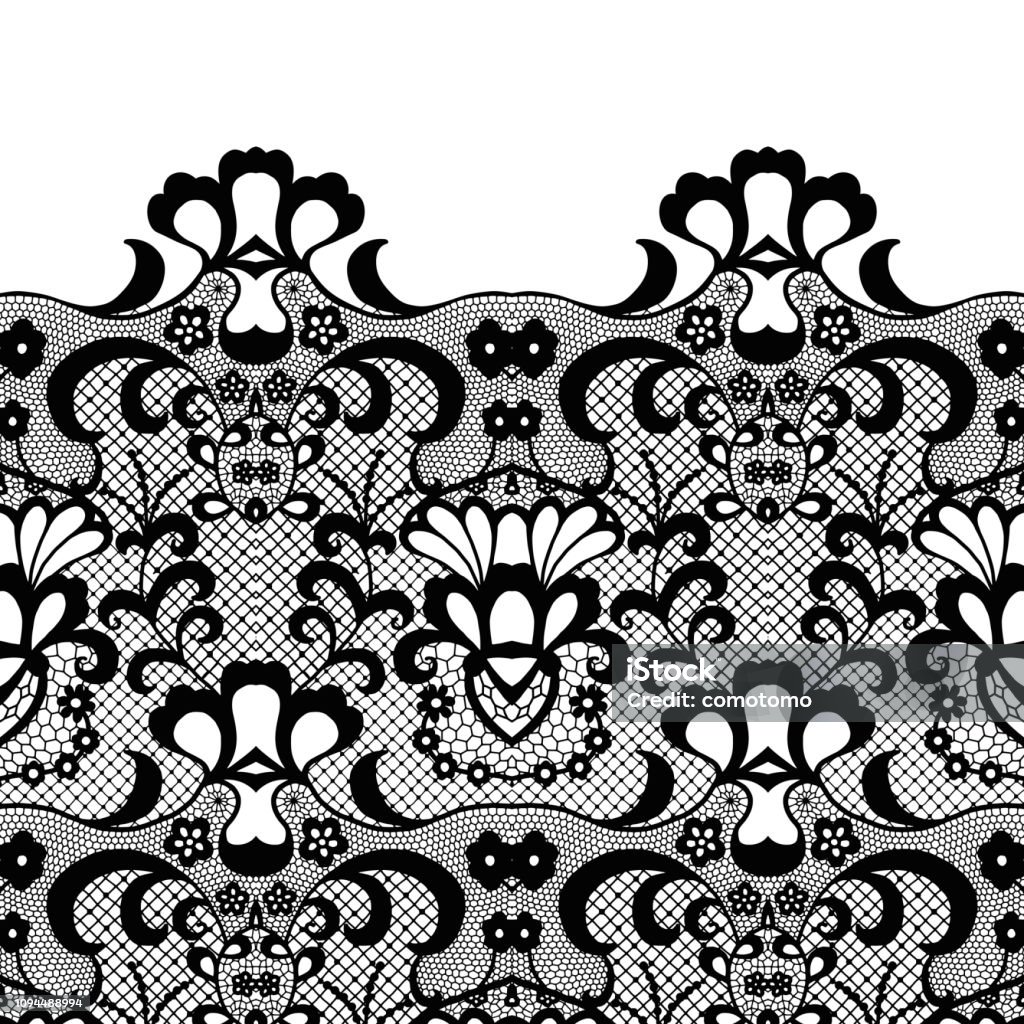 Seamless Vintage Black Lace Border Invitation Card Stock Illustration