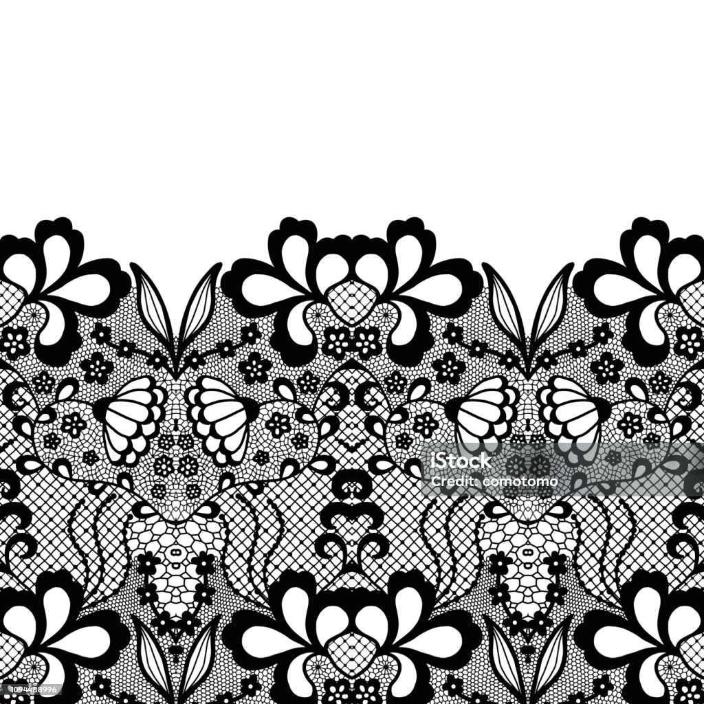 Seamless Vintage Black Lace Border Invitation Card Stock Illustration