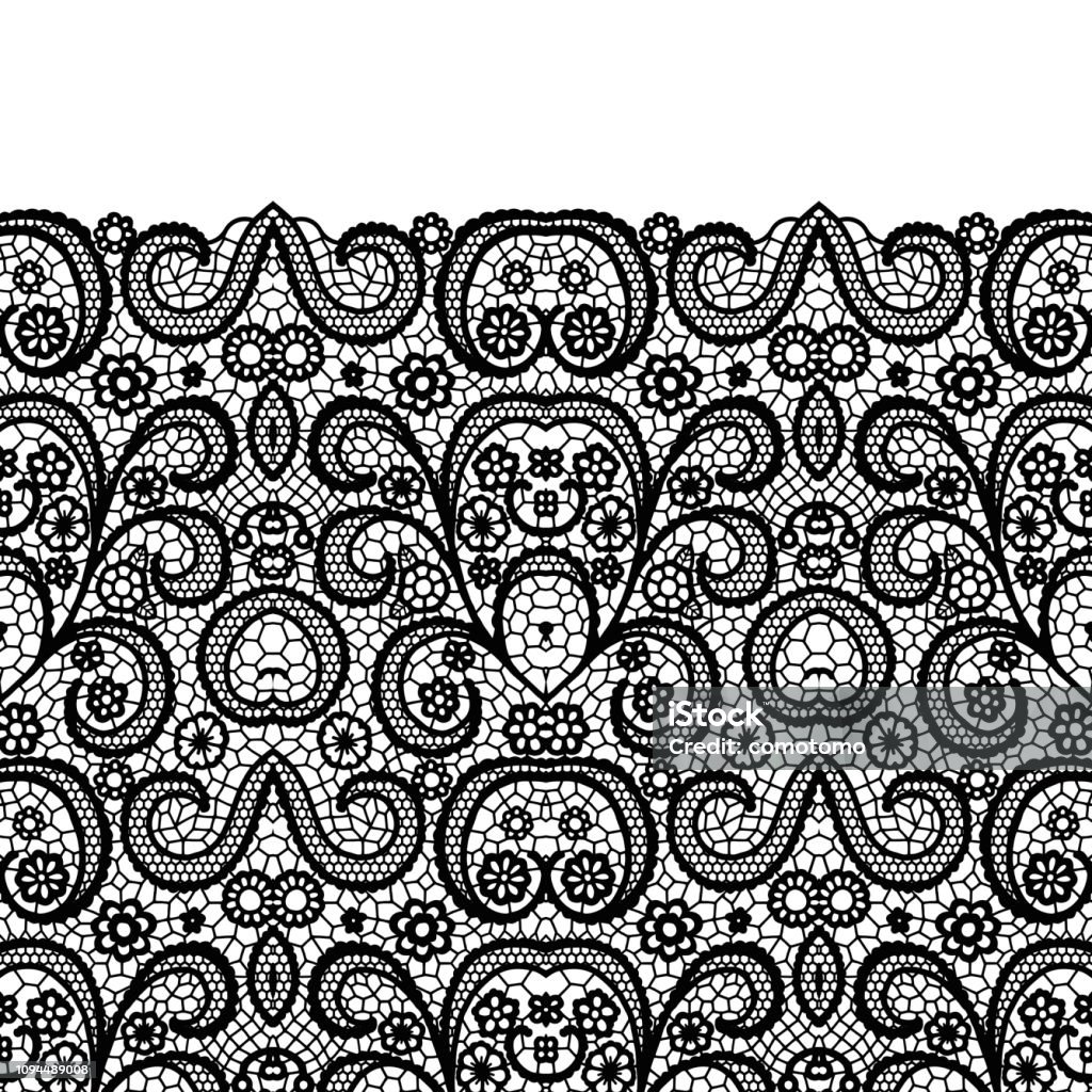 Seamless Vintage Black Lace Border Invitation Card Stock Illustration