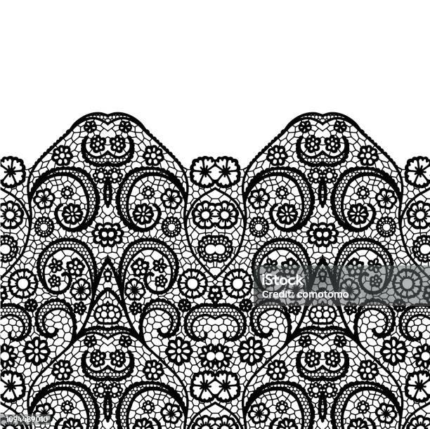 Seamless Vintage Black Lace Border Invitation Card Stock Illustration