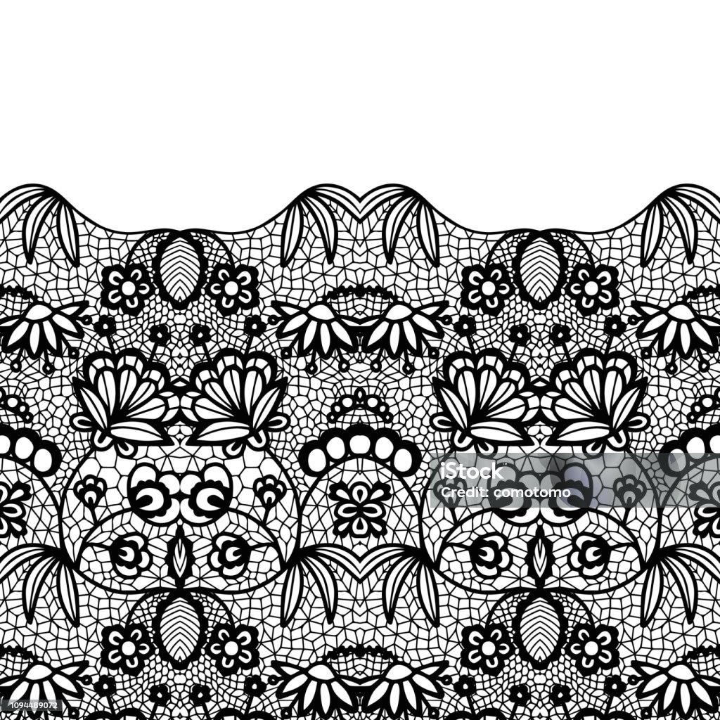 Seamless Vintage Black Lace Border Invitation Card Stock Illustration